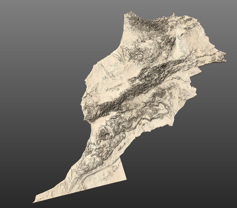Morocco Topographic Terrain 3D STL Map Model for CNC Milling - Etsy