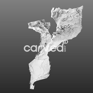 Mozambique Topographic Terrain 3D STL Map Model for CNC Milling and ...