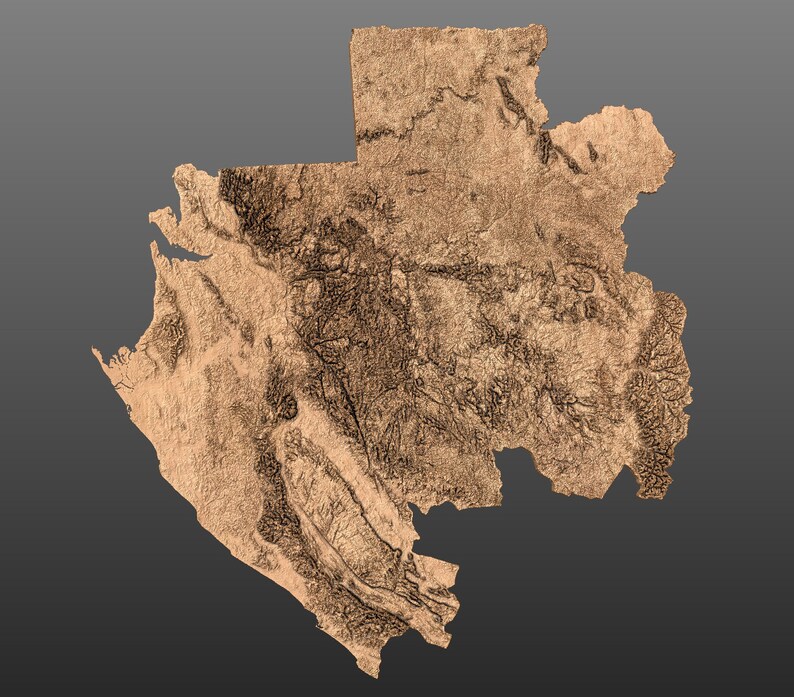 Gabon Topographic Terrain 3D STL Map Model for CNC Milling and - Etsy