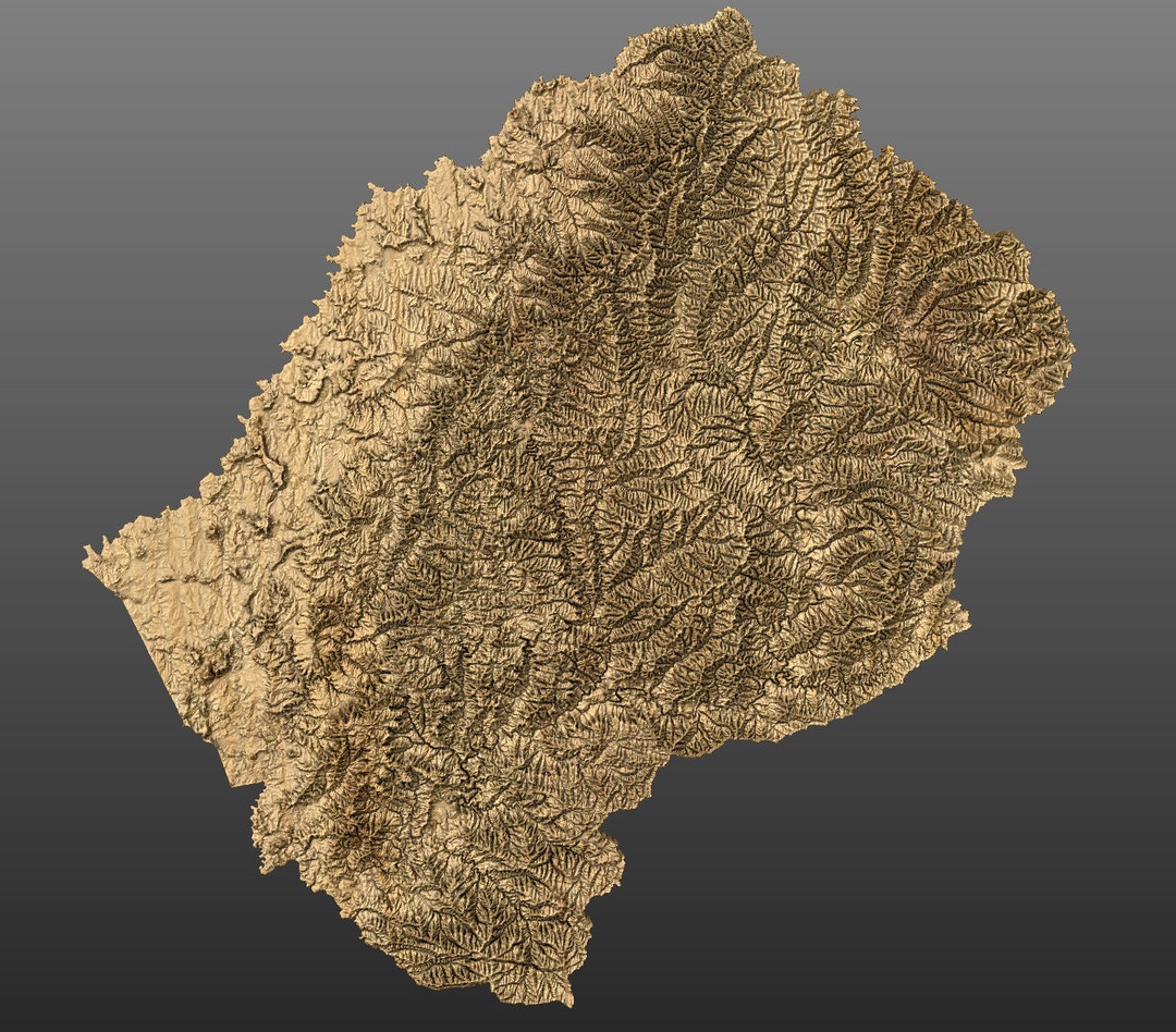 Lesotho Topographic Terrain 3D STL Map Model for CNC Milling - Etsy
