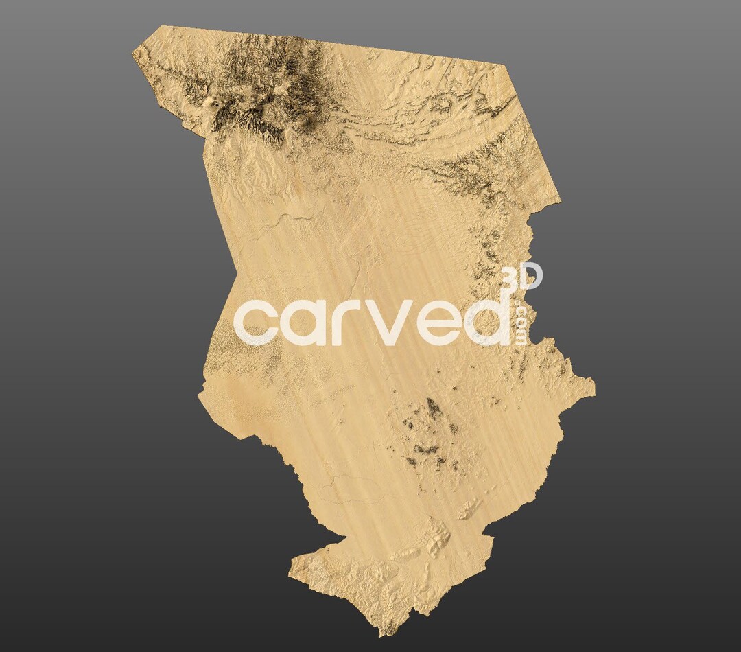 Chad Topographic Terrain 3D Map Model for CNC Milling and Printing - Etsy