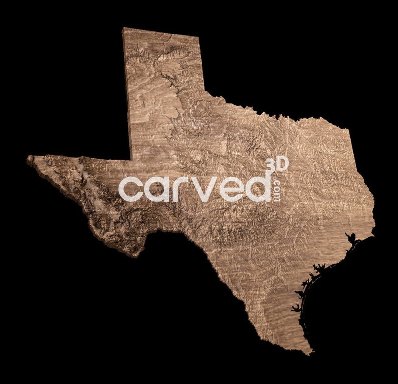 Texas State Topographic Terrain 3D Model STL Map Model for CNC Milling ...