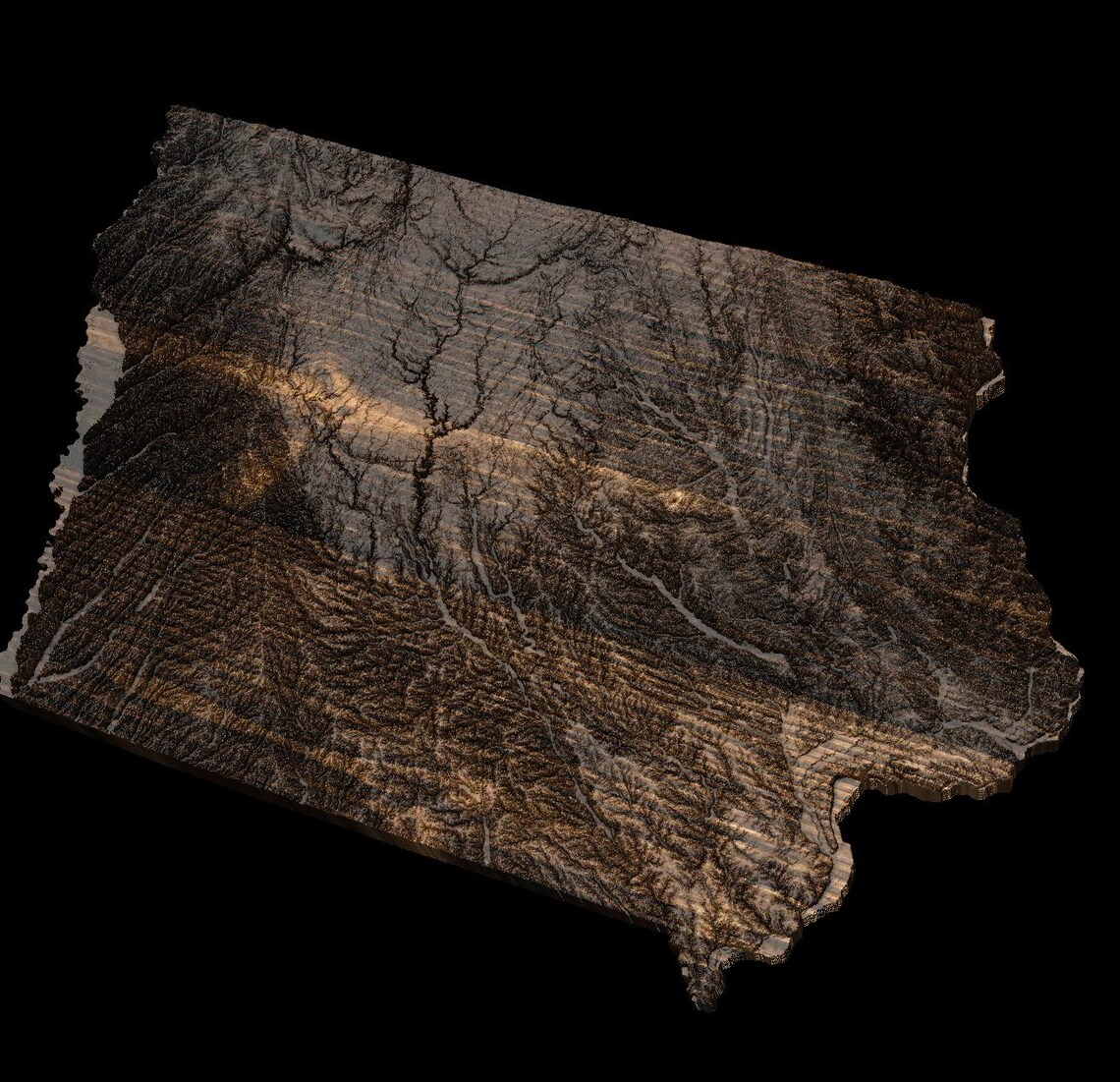 Iowa State Topographic Terrain 3D Map Model for CNC Milling | Etsy