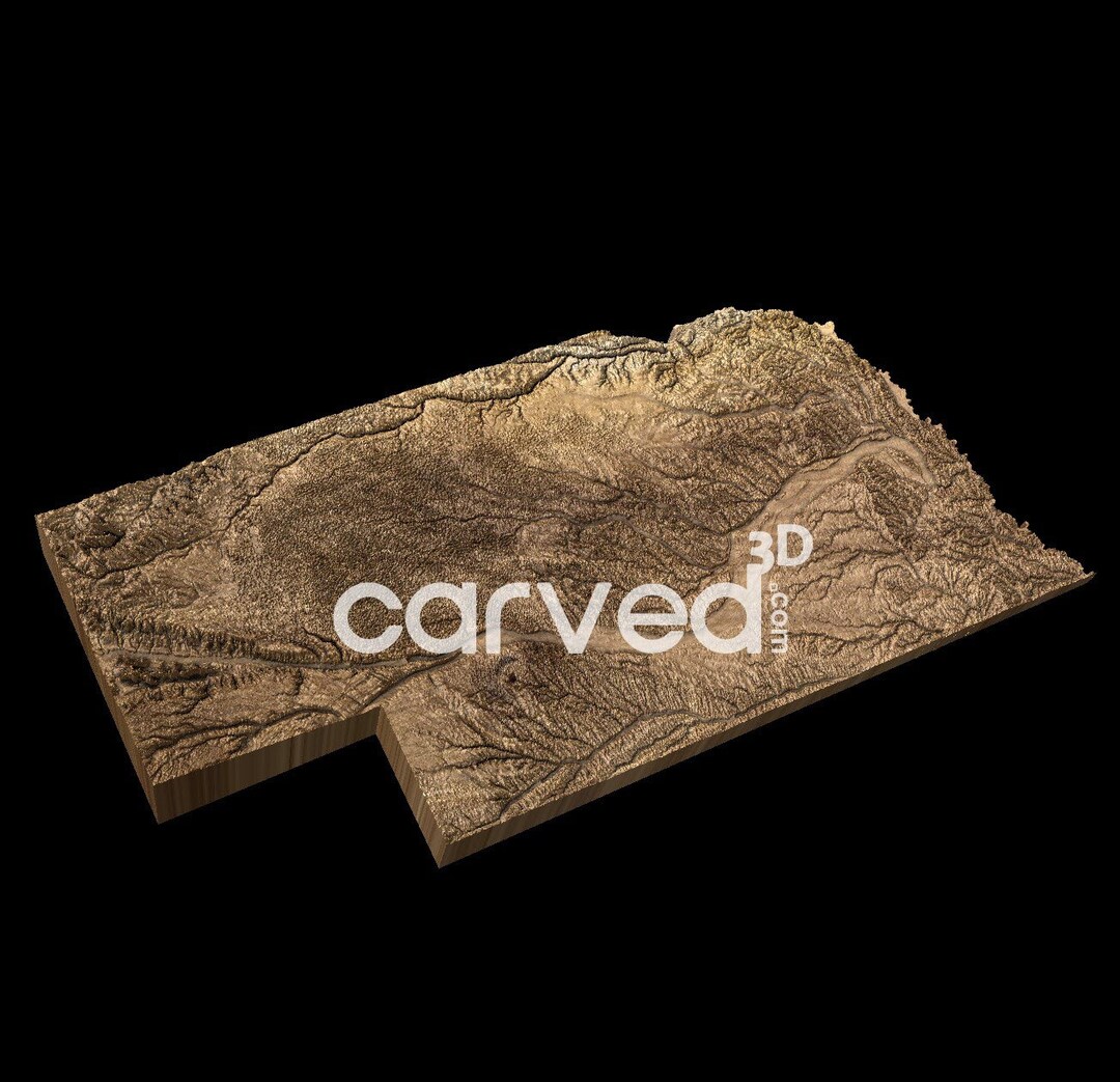 Nebraska State Topographic Terrain 3D Map Model for CNC Milling and ...