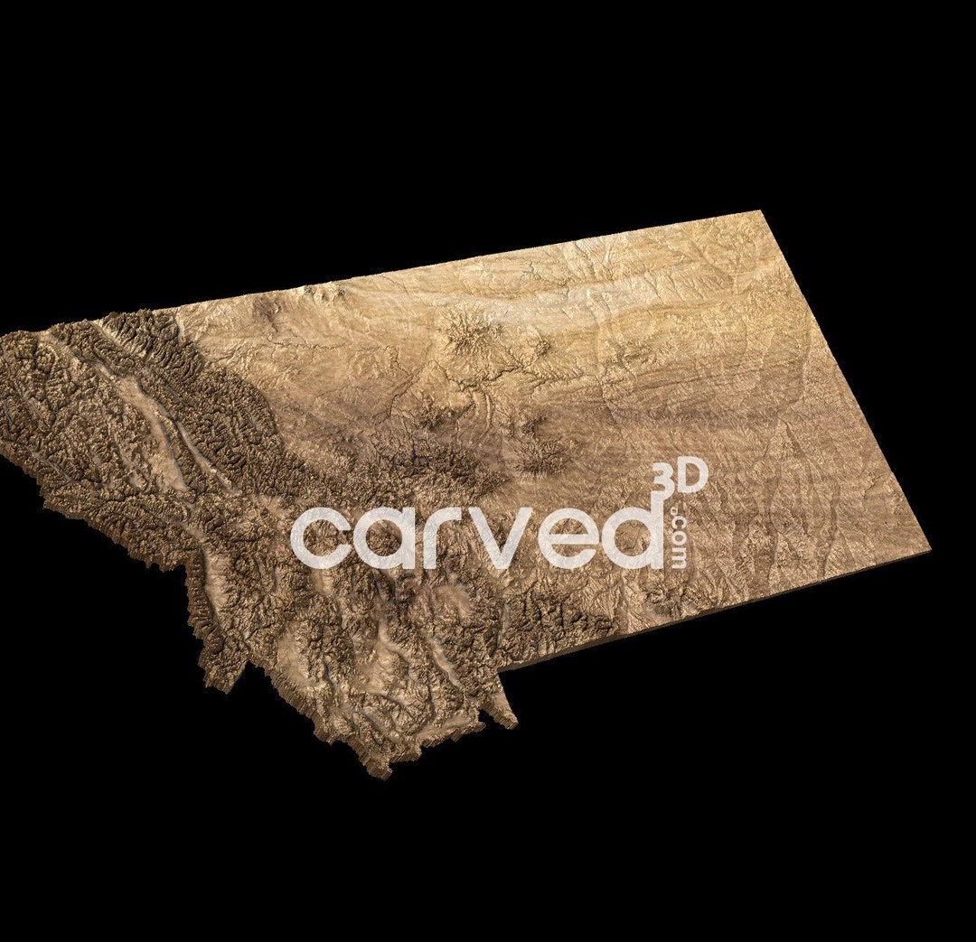 Montana State Topographic Terrain 3D Map Model for CNC Milling and ...