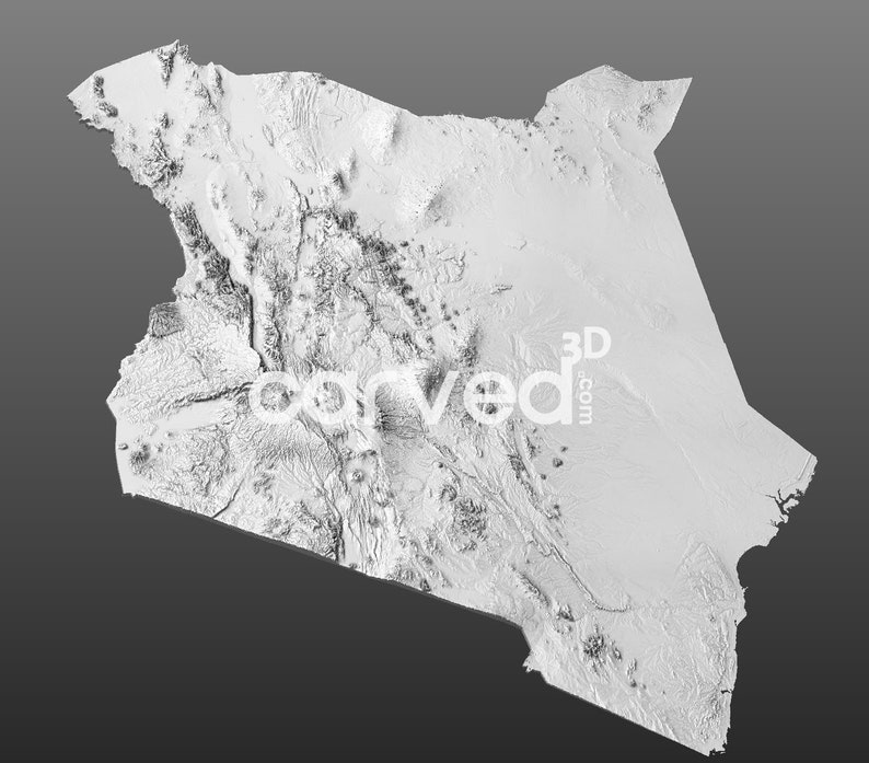 Kenya Topographic Terrain 3D STL Map Model for CNC Milling and Printing ...
