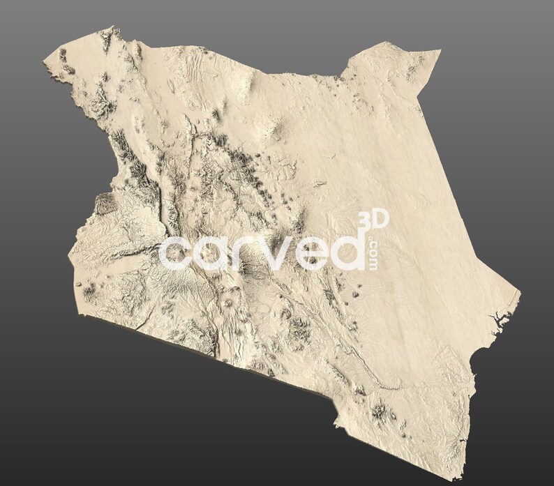Kenya Topographic Terrain 3D STL Map Model for CNC Milling and Printing ...