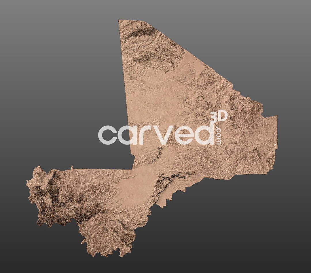 Mali Topographic Terrain 3D STL Map Model for CNC Milling and Printing ...