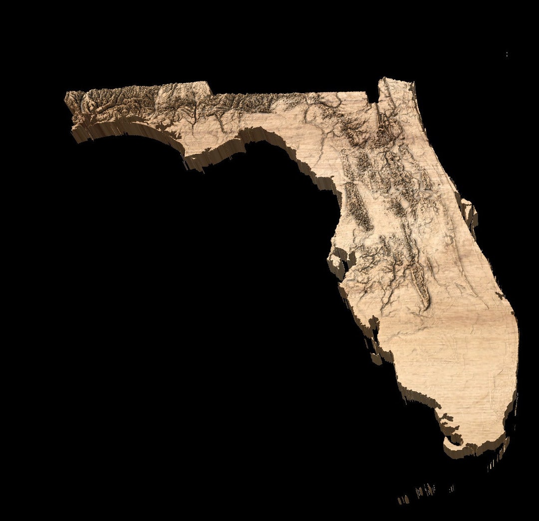 State of Florida 3d Topographic Model STL CNC - Etsy