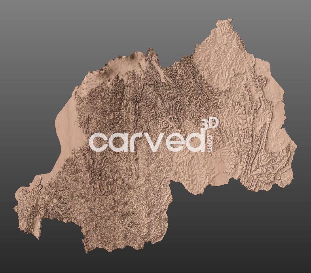 Rwanda Topographic Topographic Terrain 3D Model STL Map Model for CNC ...