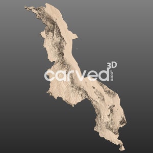 Malawi Topographic Terrain 3D STL Map Model for CNC Milling and ...