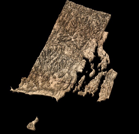 Rhode Island State Topographic Terrain 3D Map Model for CNC - Etsy