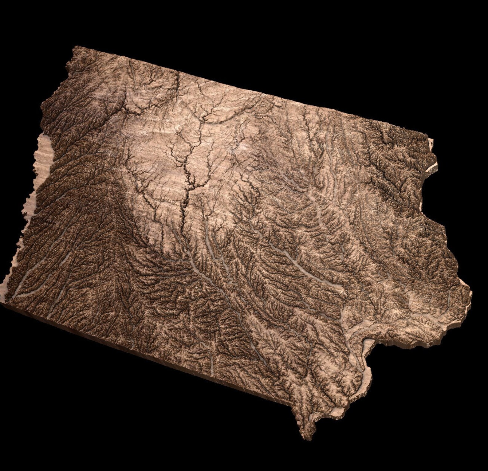 Iowa State Topographic Terrain 3D Map Model for CNC Milling | Etsy