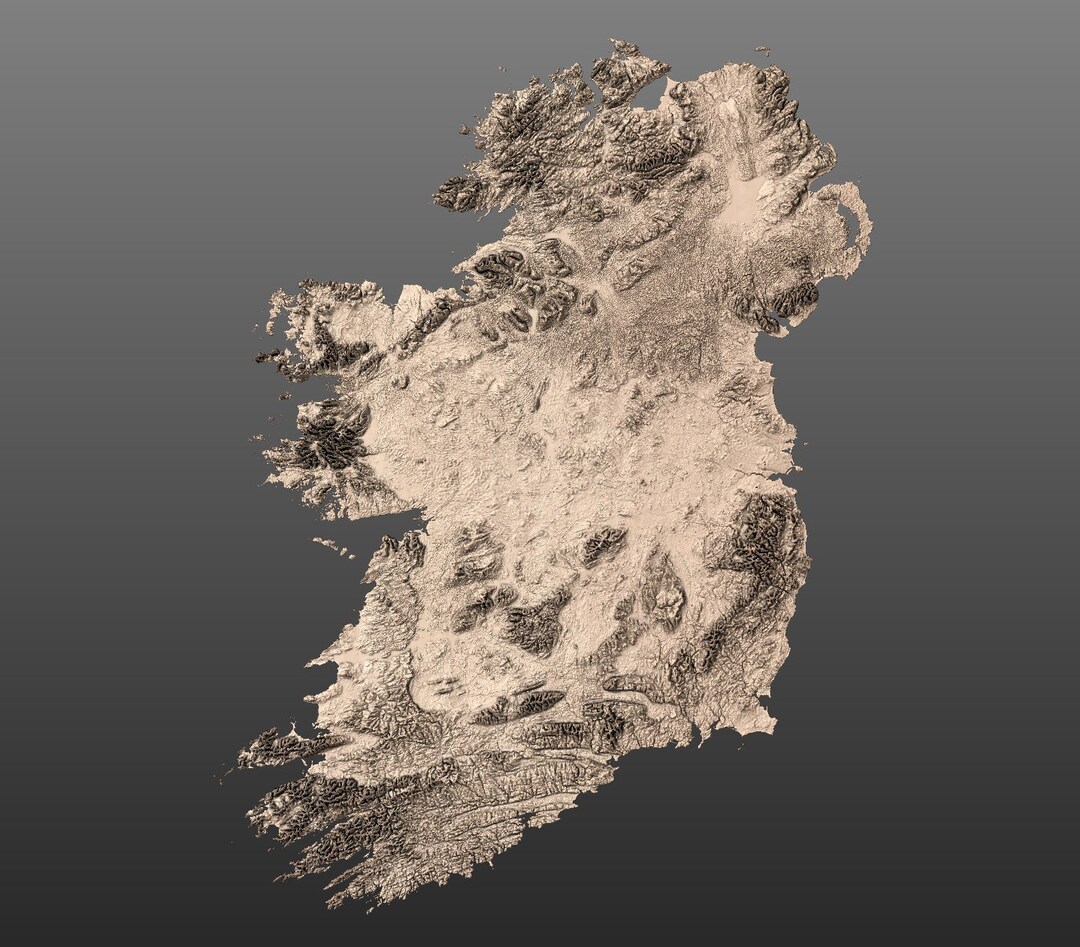 Eire Island Ireland Topographic Terrain 3D Map Model for - Etsy