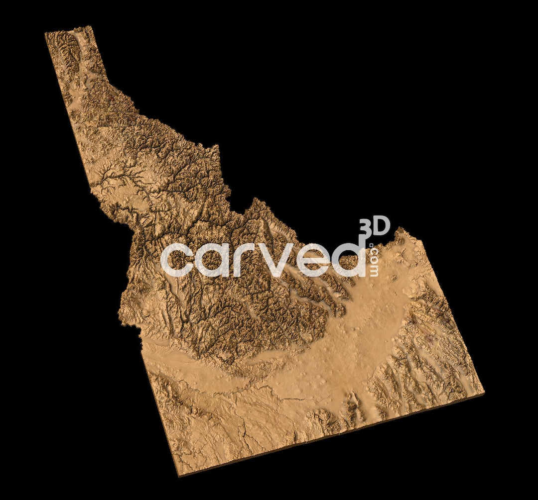 State of Idaho Topographic Terrain 3D Model STL Map Model for CNC ...