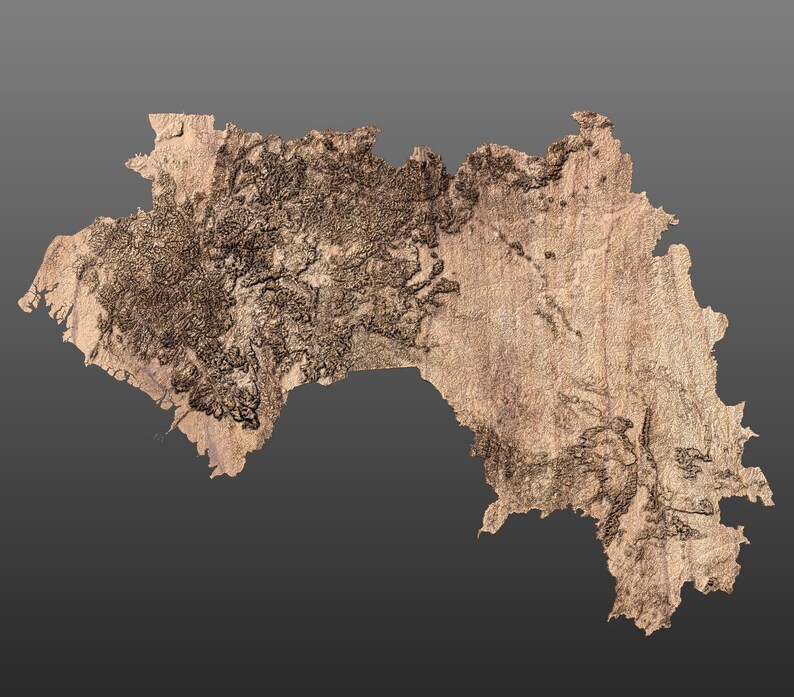 Guinea Topographic Terrain 3D STL Map Model for CNC Milling - Etsy