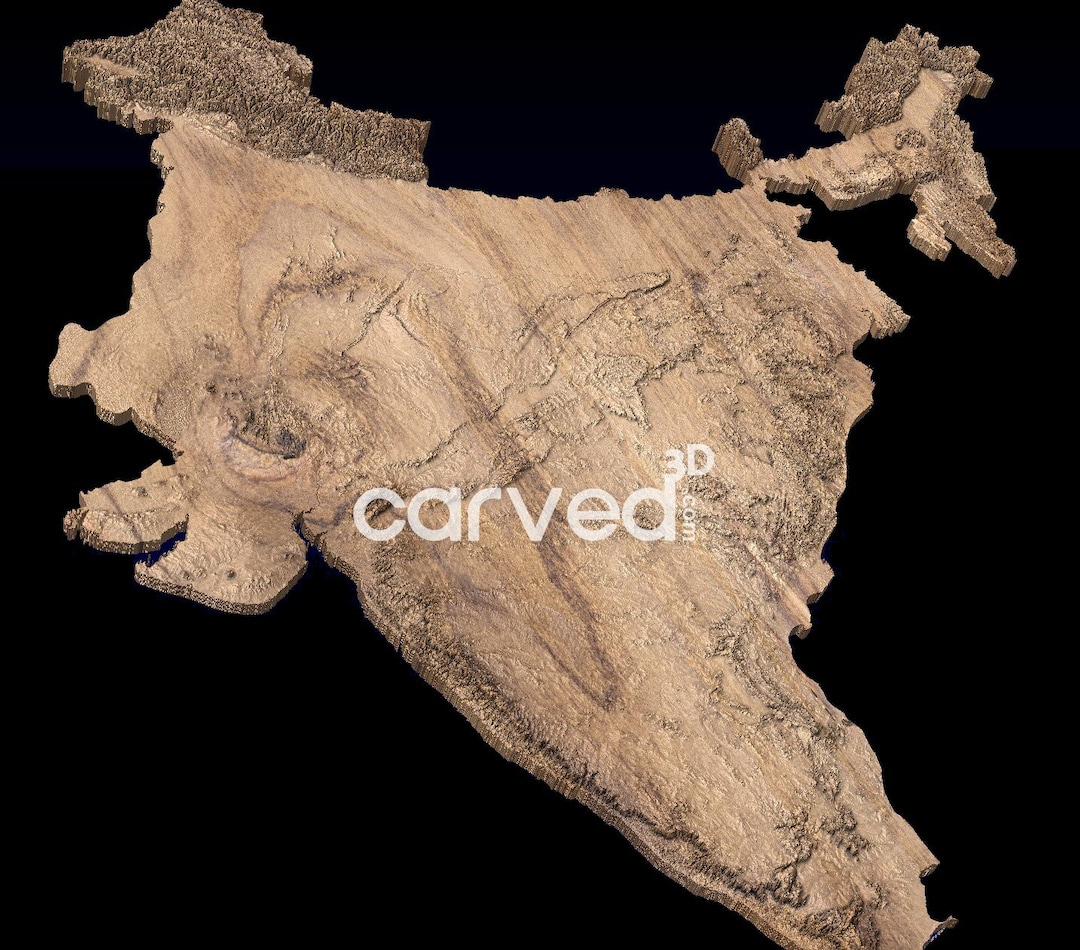India Topographic Terrain 3D Map Model for CNC Milling and Printing - Etsy