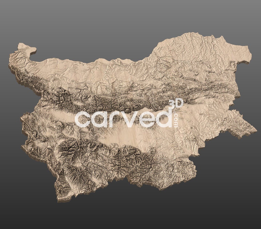 Bulgaria Topographic Terrain 3D Map Model for CNC Milling and Printing ...