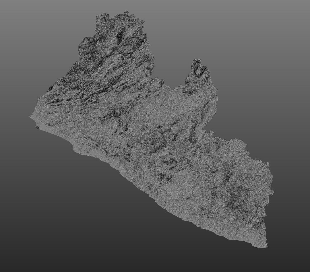 Liberia Topographic Terrain 3D STL Map Model for CNC Milling - Etsy