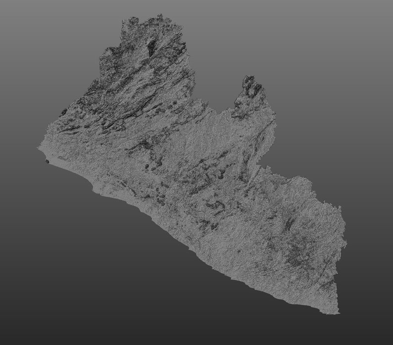 Liberia Topographic Terrain 3D STL Map Model for CNC Milling - Etsy