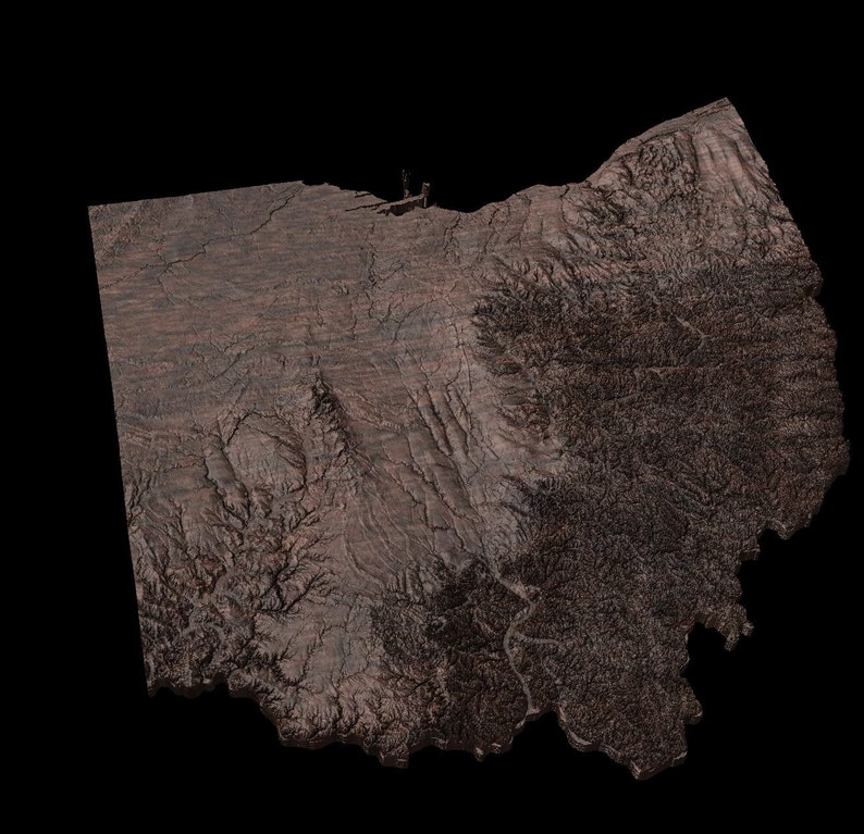Ohio State Topographic Terrain 3D Map Model for CNC Milling - Etsy