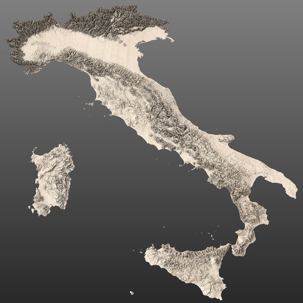 Topographic Map Italy - Etsy