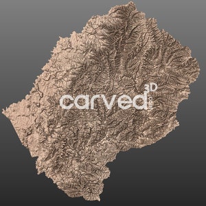 Lesotho Topographic Terrain 3D STL Map Model for CNC Milling and ...
