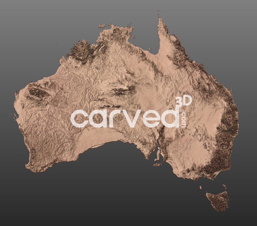 Australia Topographic Terrain 3D Map Model for CNC Milling and Printing ...