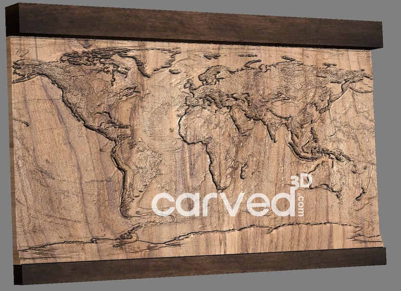 3D World Topographic Map Model, STL File for Cnc/printing - Etsy