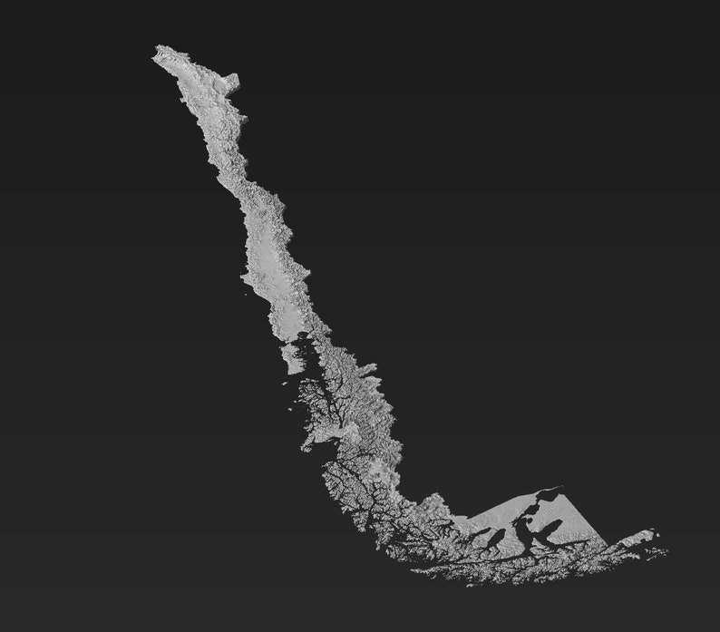 Chile Topographic Terrain 3D Model STL Map Model for CNC - Etsy