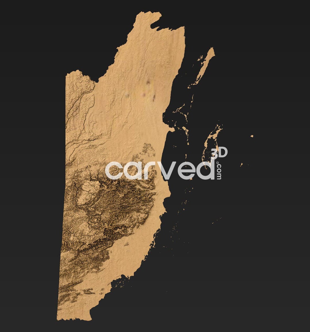 Belize Topographic Terrain 3D Model STL Map Model for CNC Milling and ...