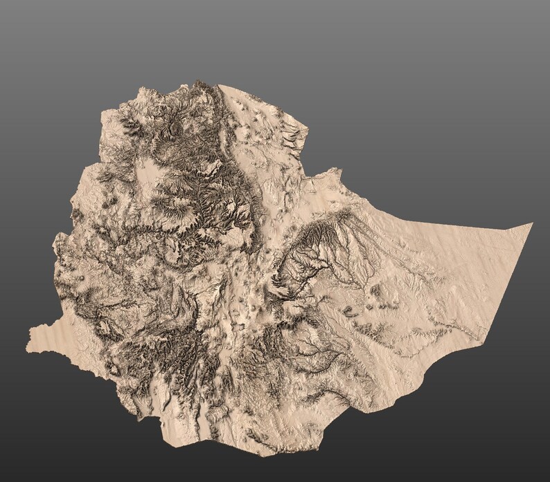 Ethiopia Topographic Terrain 3D STL Map Model for CNC Milling - Etsy