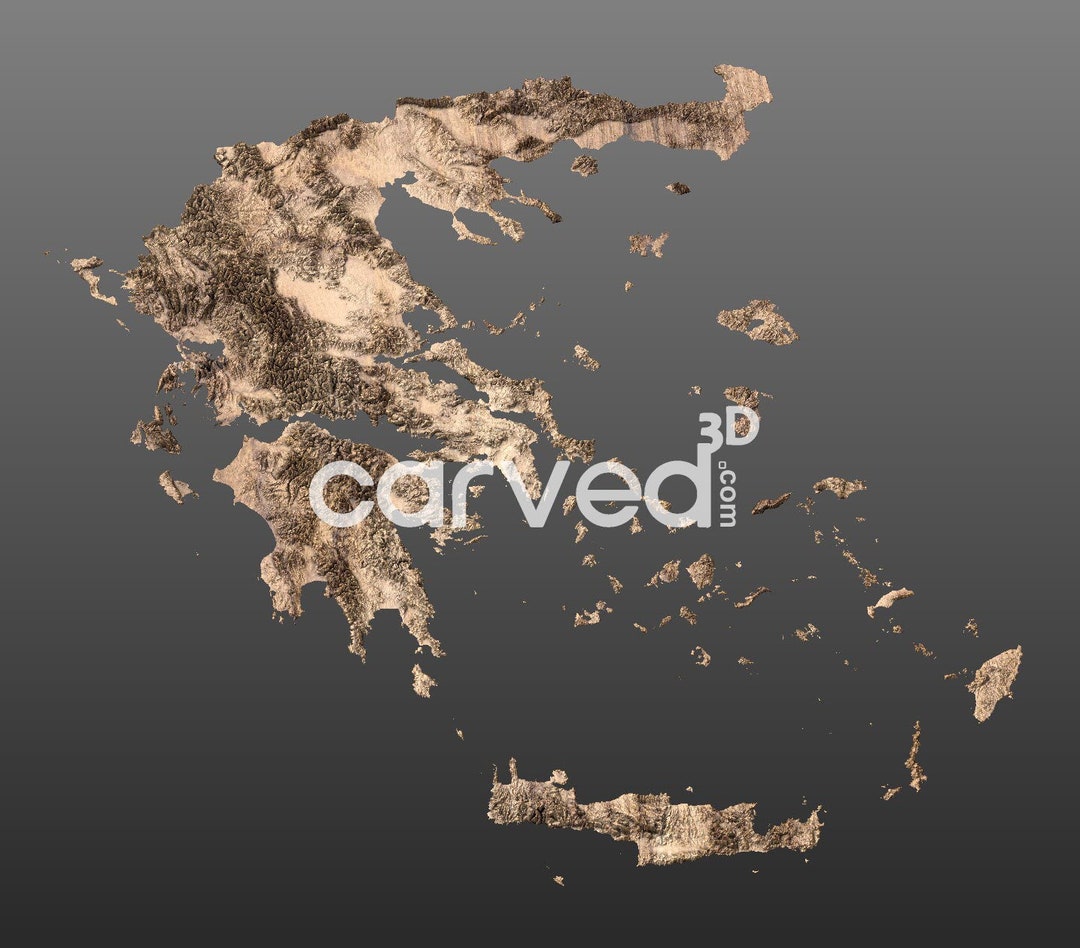 Greece Topographic Terrain 3D Map Model for CNC Milling and Printing - Etsy