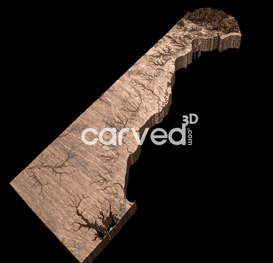 State of Delaware 3d Topographic Model for CNC Carving and 3d Printing ...