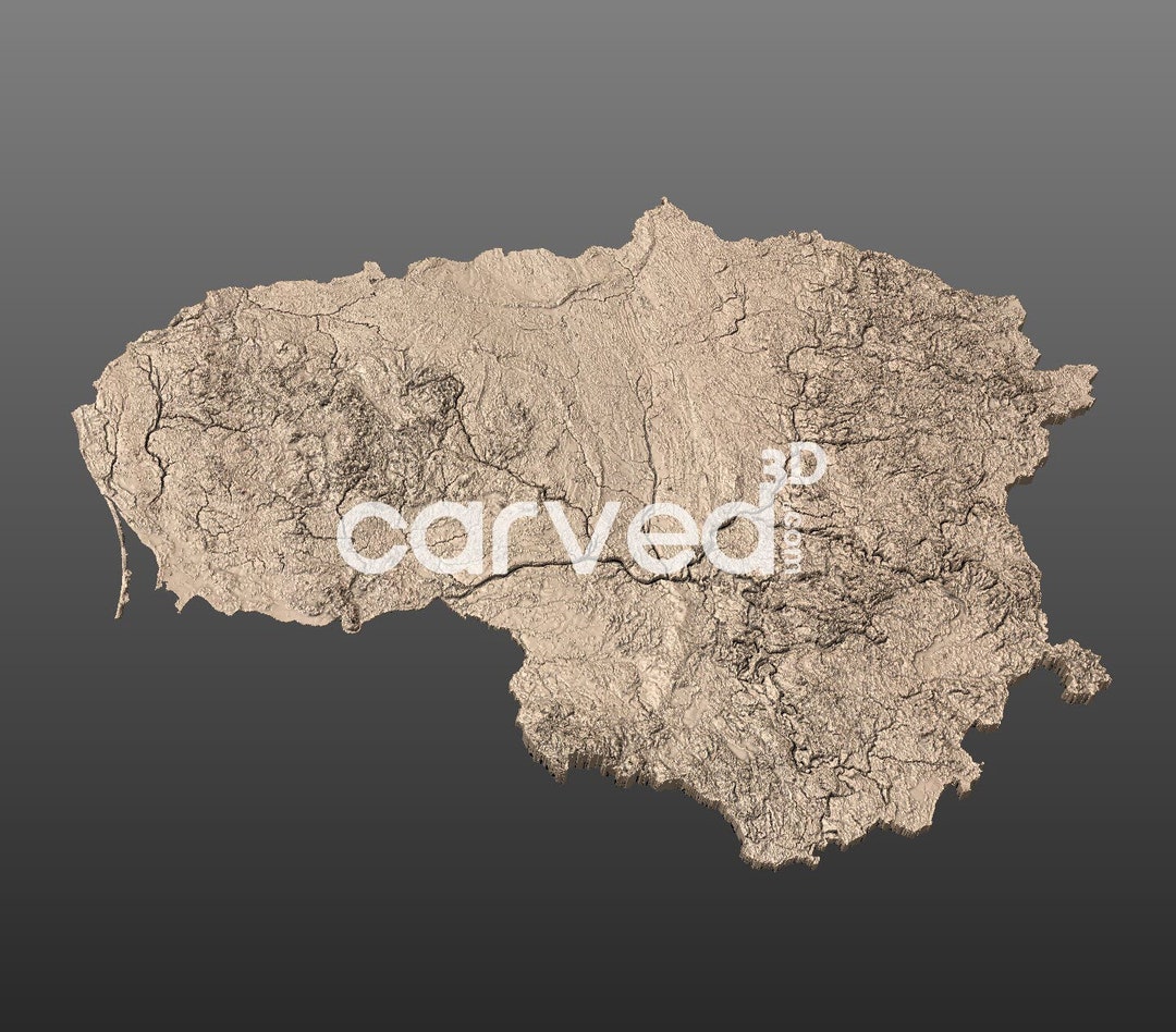 Lithuania Topographic Terrain 3D Map Model for CNC Milling and Printing ...