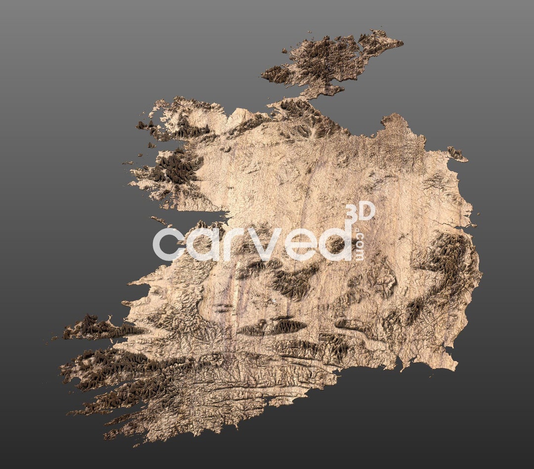 Ireland Topographic Terrain 3D Map Model for CNC Milling and Printing ...