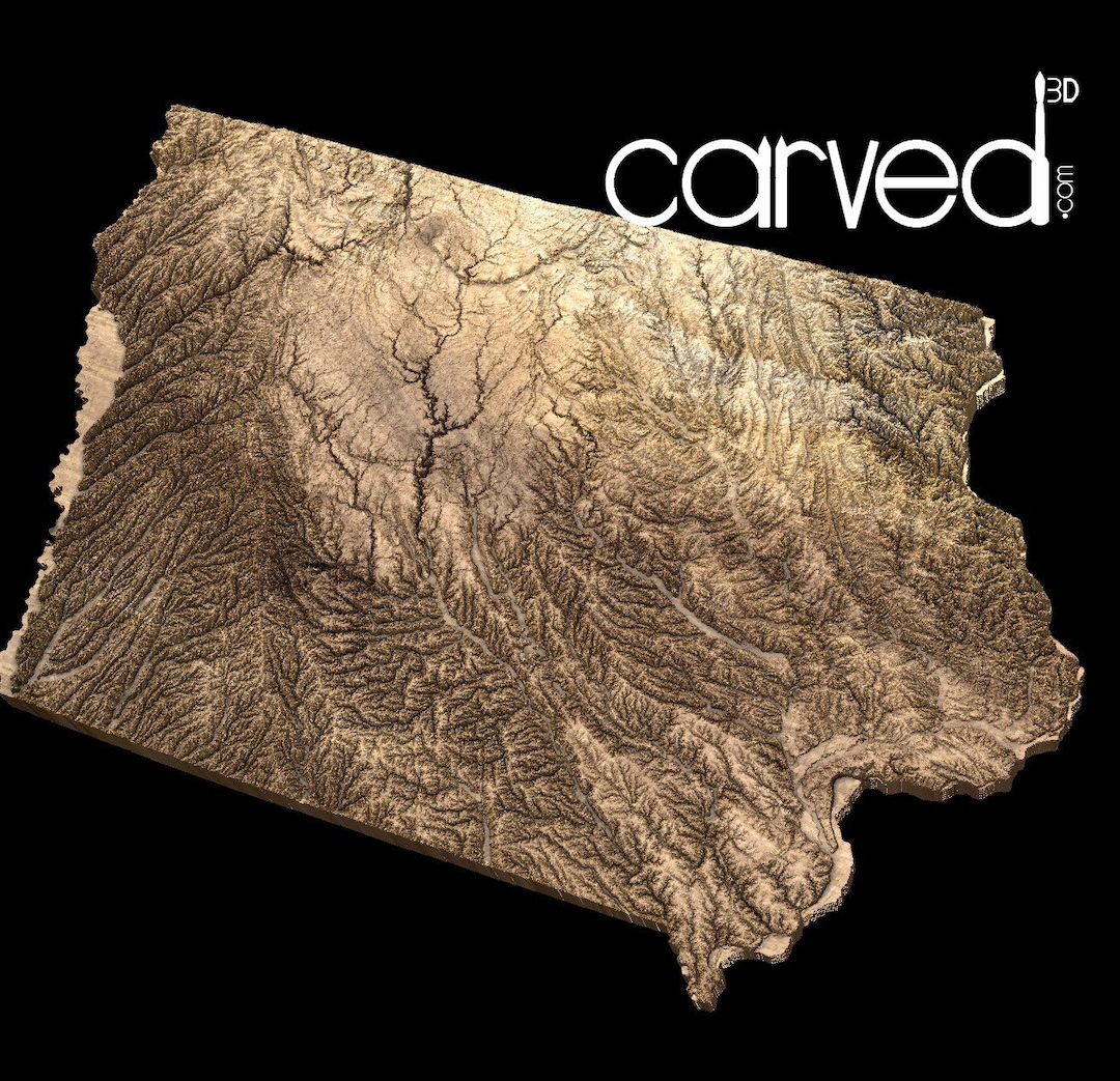 Iowa State Topographic Terrain 3D Map Model for CNC Carving and 3d ...