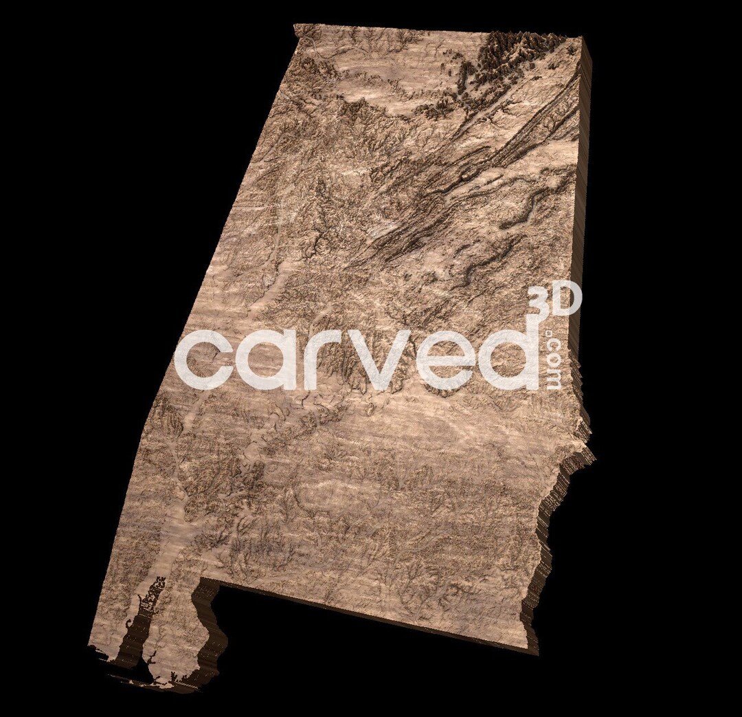 Alabama State Topographic Terrain 3D Map Model for CNC Milling and ...