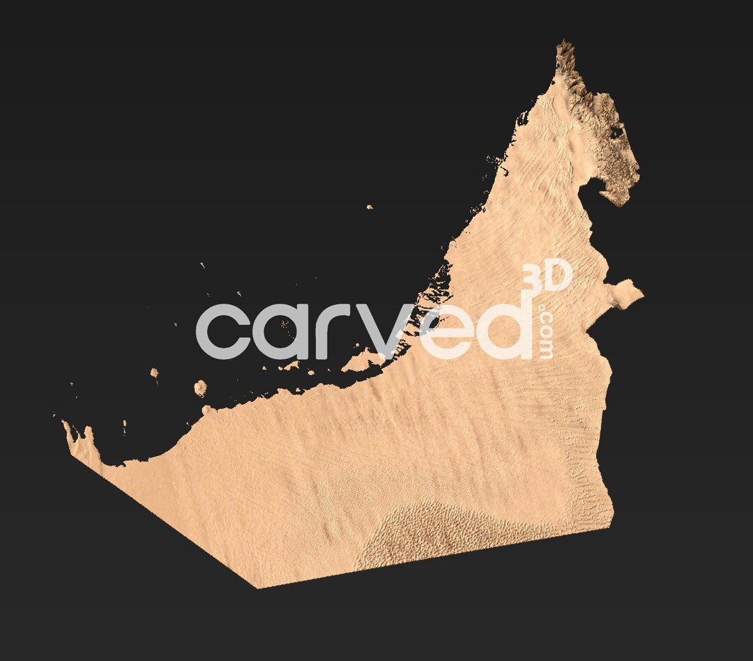 United Arab Emirates Uae HD Topographic Terrain 3D Model STL Map Model ...
