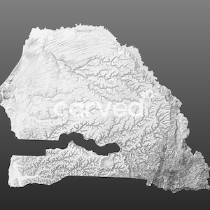 Senegal Topographic Terrain 3D Model STL Map Model for CNC Milling and ...