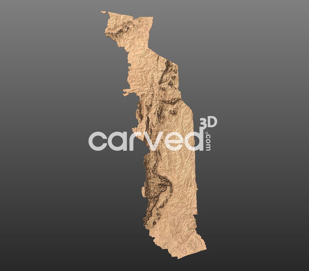 Togo Topographic Terrain 3D Model STL Map Model for CNC Milling and ...