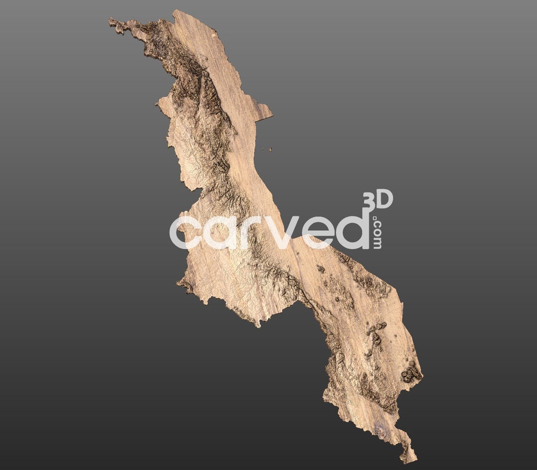 Malawi Topographic Terrain 3D STL Map Model for CNC Milling and ...