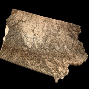 Iowa State Topographic Terrain 3D Map Model for CNC Milling | Etsy