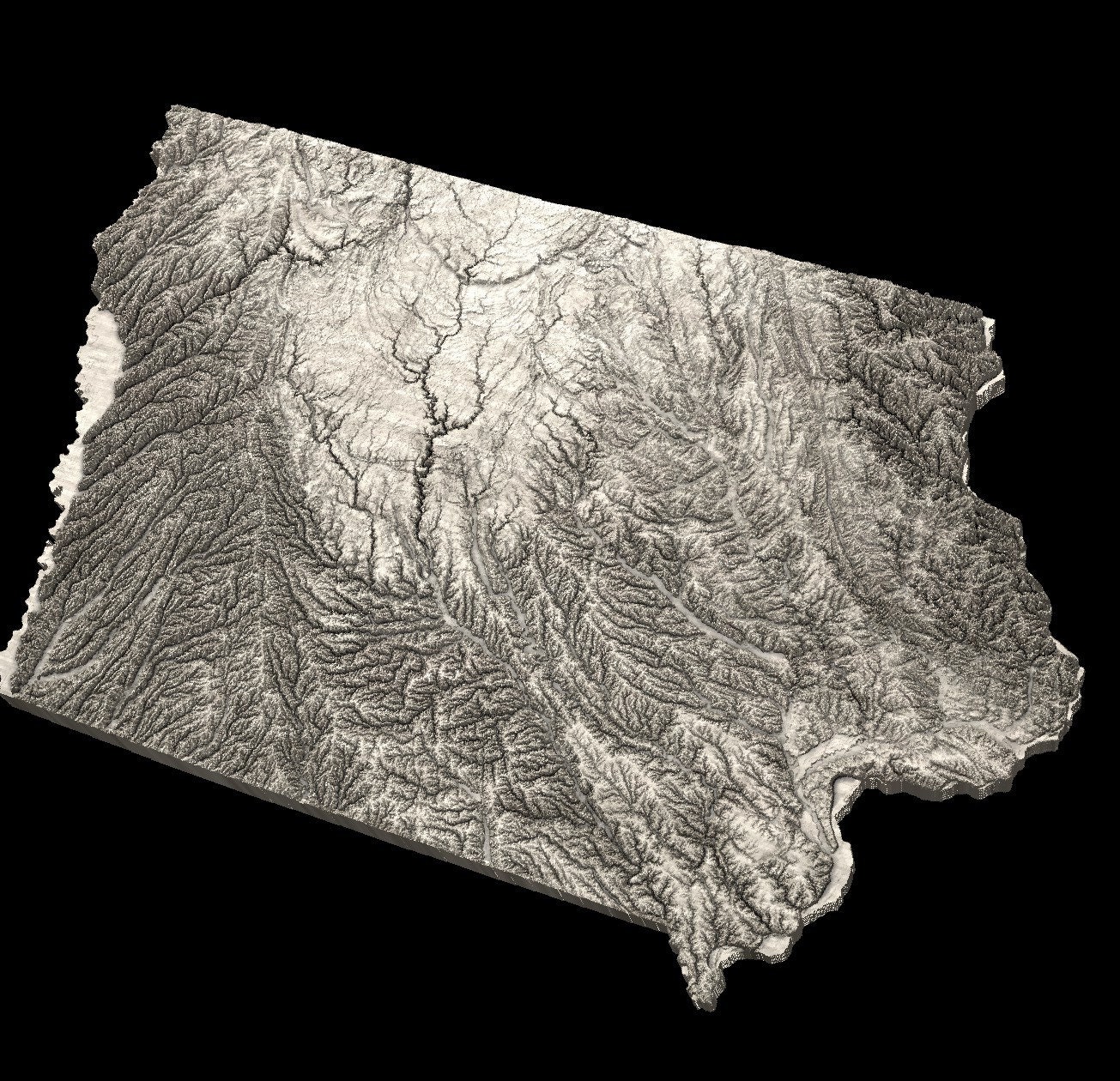 Iowa State Topographic Terrain 3D Map Model for CNC Carving - Etsy