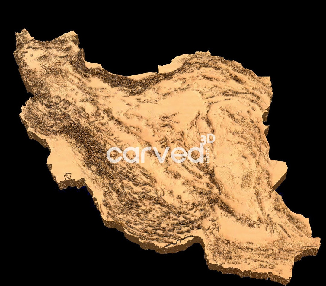 Iran Country Topographic Terrain 3D Map Model for CNC Milling and ...