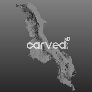 Malawi Topographic Terrain 3D STL Map Model for CNC Milling and ...