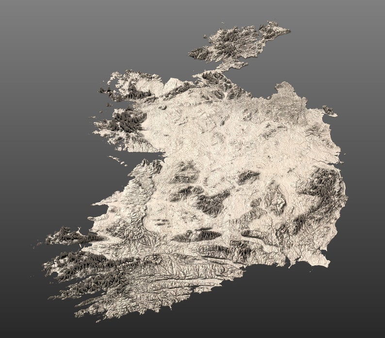 Ireland Topographic Terrain 3D Map Model for CNC Milling and - Etsy