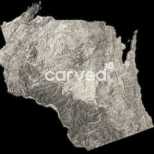 Wisconsin State Topographic Terrain 3D Map Model for CNC Milling and ...