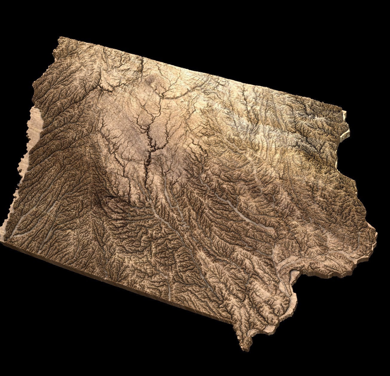 Iowa State Topographic Terrain 3D Map Model for CNC Carving - Etsy