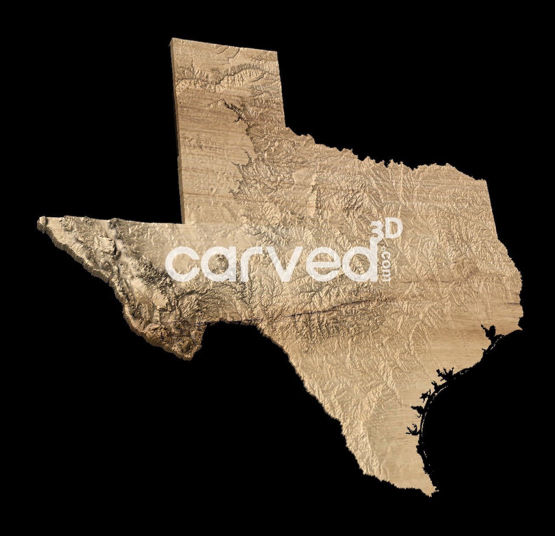 Texas State Topographic Terrain 3D Model STL Map Model for CNC Milling ...